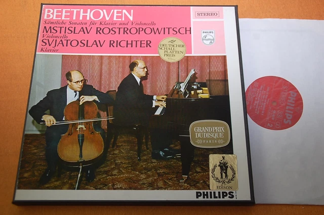RICHTER ROSTROPOVICH BEETHOVEN Complete Cello Sonatas Dutch Philips 2LP Box NM EUR 24,99 ...
