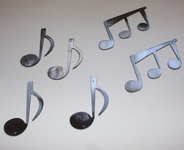 MUSIC NOTES SET 6 piece Metal Wall Art Polished Steel - size varies $37 ...