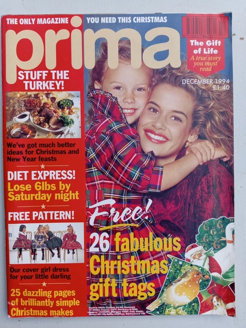 PRIMA MAGAZINE DECEMBER 1994 Complete With Gift Tags And Pattern £6.99 ...