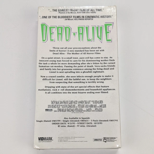 DEAD ALIVE (VHS, 1993) SEALED Peter Jackson Gore Horror RARE Demo ...
