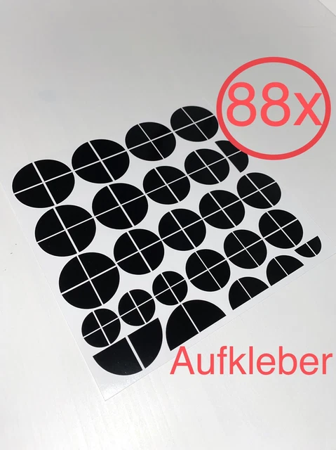 88X FÜR BMW Emblem Aufkleber schwarz glanz Sticker Ecken Felgen 1 2 3 4 ...