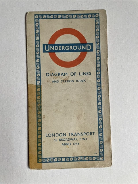 LONDON UNDERGROUND TUBE Map Diagram of Lines 1958 Harry C BECK £7.99 ...