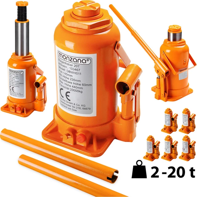 WAGENHEBER HYDRAULISCH 2-20 Tonnen Stempelwagenheber Stempelheber Hydraulikheber EUR 12,95 ...