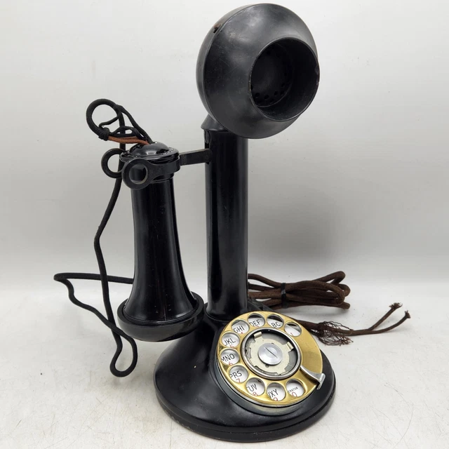 ANTIQUE/VINTAGE AMERICAN ELECTRIC Rotary Dial Candlestick Phone + Leich ...