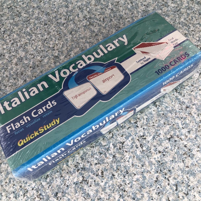 ITALIAN VOCABULARY 1000 Flash CARDS Box QuickStudy English to Italian ...