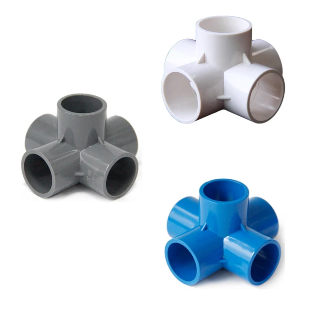 PVC PIPE FITTING 5 Way Elbow Connector Plumbing Coupling Tee Corner ID ...