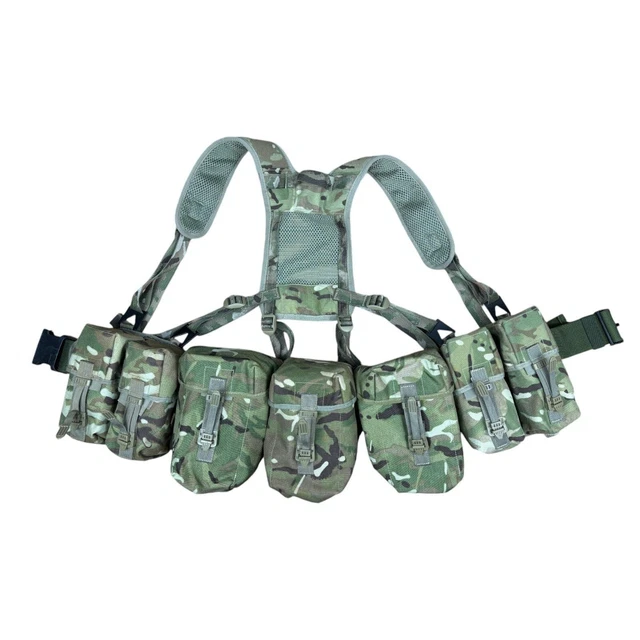 BRITISH ARMY MTP PLCE Webbing Set Belt, Yoke Ammo + Utility Pouches $91 ...