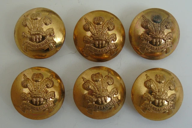 6 X BRITISH Army 3rd Carabiniers POW Dragoon Guards Large Brass Buttons ...