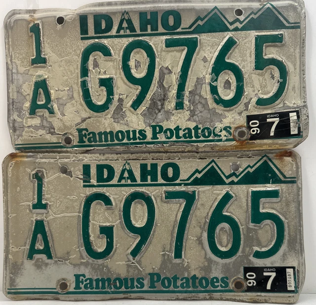 VTG 1990 IDAHO License Plate Embossed Raised Numbers Famous Potatoes ...