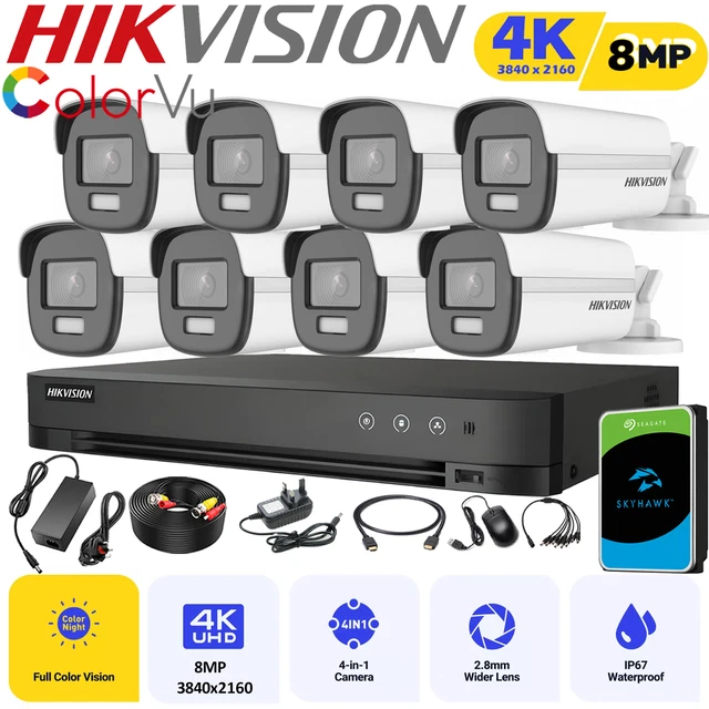 8MP HIKVISION 4K Cctv Colorvu Bullet Camera 40M Night Vision Outdoor ...