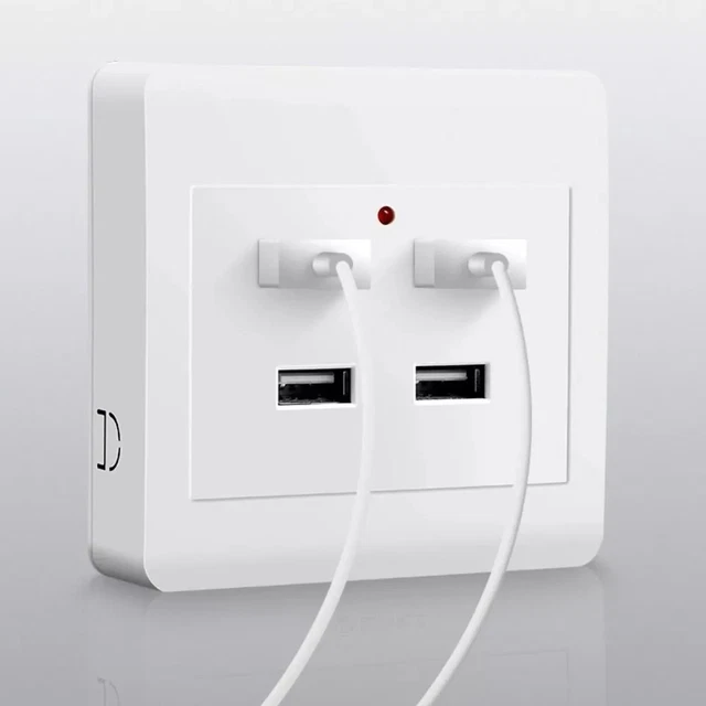 2/4 USB PORTS Wall-Mounted Power Socket Charger Outlet Electrical ...