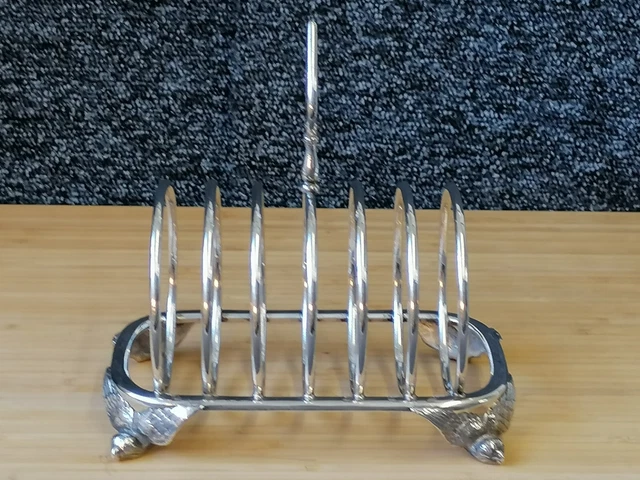 ANTIQUE SILVER PLATED Toast Rack with Bird Form Feet £65.00 - PicClick UK