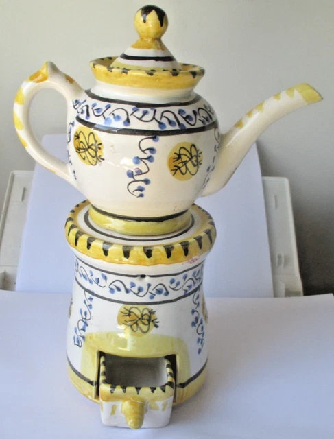 ANCIENNE COMPLÈTE ORIGINALE tisanière en faïence blanc bleu jaune numérotée EUR 35,00 - PicClick FR