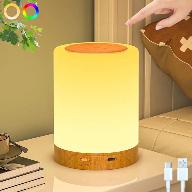 TOUCH TABLE LAMP Night Light Stepless Colors Dimmable Bedside Lamp for ...