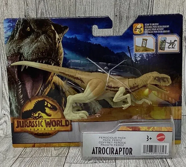 MATTEL JURASSIC WORLD Dominion Ferocious Pack Atrociraptor Dinosaur ...