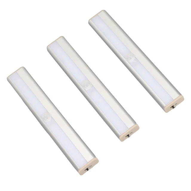 3X WIRELESS MOTION Sensor LED Lights Auto On And Off USB Rechargeable ...