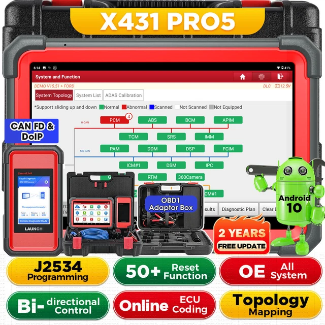 2025 LAUNCH X431 Euro Pro 5 PAD V Diagnostica J2534 ECU Programmazione ...