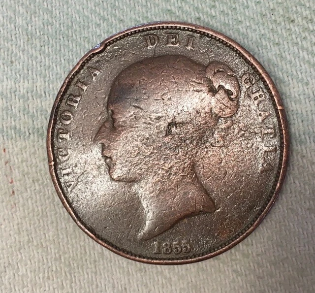 1855 VICTORIA U.K. One Penny Ornamental Trident. (101) $12.99 - PicClick AU