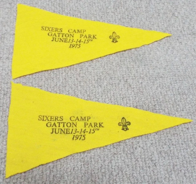 SIXERS CAMP GATTON Park Pair of 1975 Cub Scouts Pennant Flags £6.99 ...