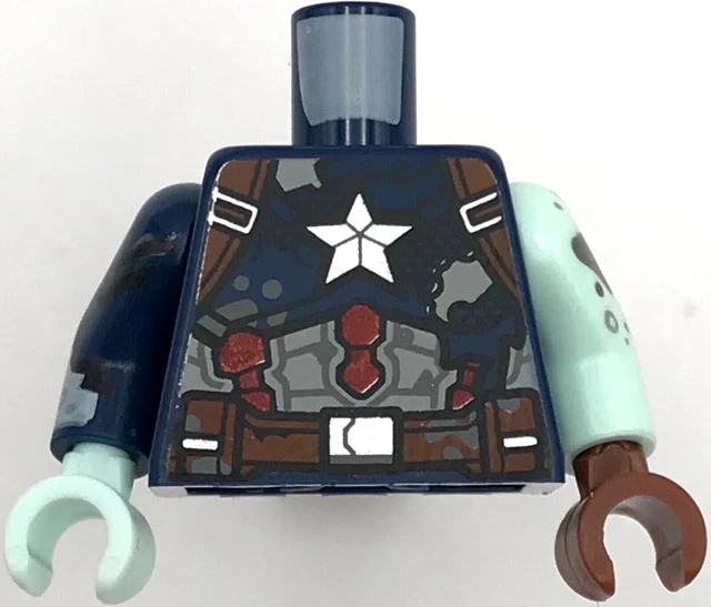 LEGO NEW DARK Blue Miifigure Torso Tattered Captain America Armor Piece ...
