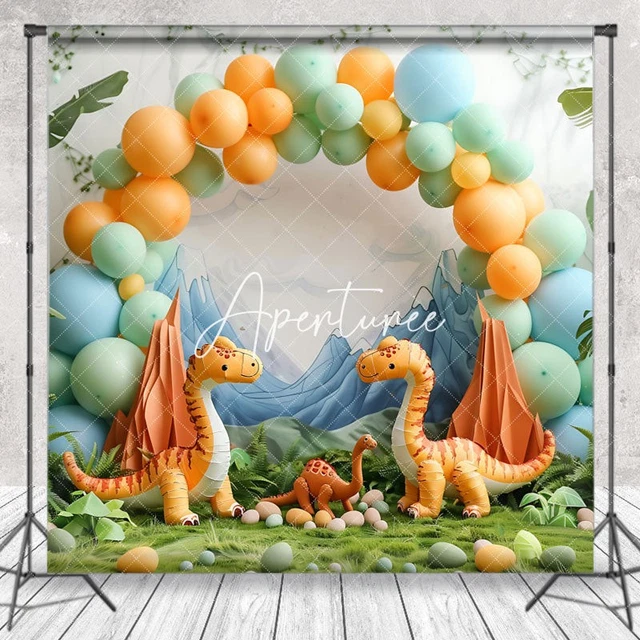 SAFARI DINOSAUR MOUNTAIN Balloon Backdrop For Photo $35.97 - PicClick AU
