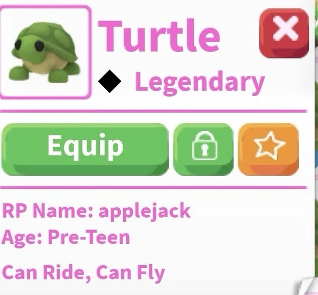 ADOPT ME TURTLE Fly /ride $50.00 - PicClick AU