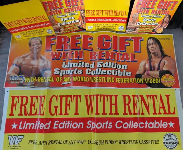 VERY RARE 90S WWF Promo Banner Lot Coliseum Video Wrestling WWE Bret ...