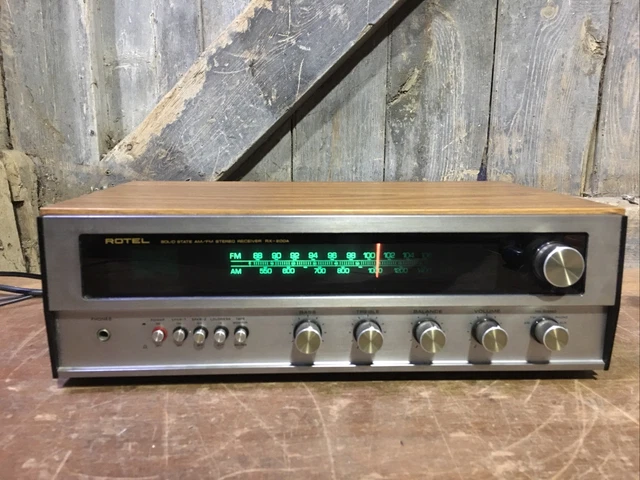 ROTEL RX 200A Solid State FM Stereo Receiver Amp Amplifier Chrome/Wood ...