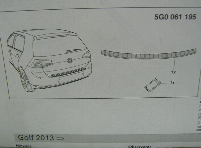 ORIGINAL VW GOLF 7 also GTI load sill protection stainless steel look ...