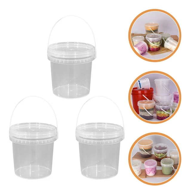4 PCS ICE Cream Storage Tanks Clear Bucket with Lid Homemade Containers ...