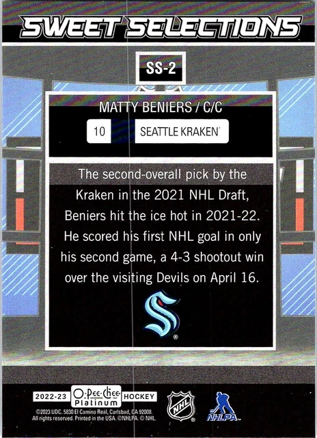 2022-23 O-PEE-CHEE PLATINUM Sweet Selections Matty Beniers #SS-2 $5.45 ...
