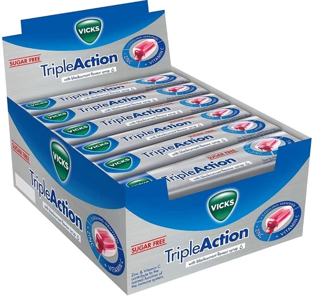 VICKS VAPODROPS TRIPLE Action, Sugar Free Lozenges with Menthol 42g ...