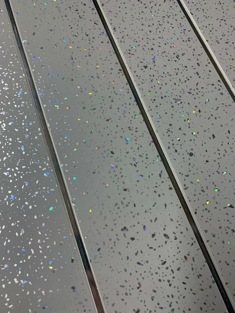 GREY SPARKLE CHROME Strip Bathroom Cladding Ceiling Panels PVC Shower ...