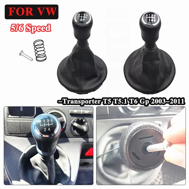 5/6 SPEED GEAR Stick Shift Knob Leather Boot For VW Transporter T5 T5.1 ...