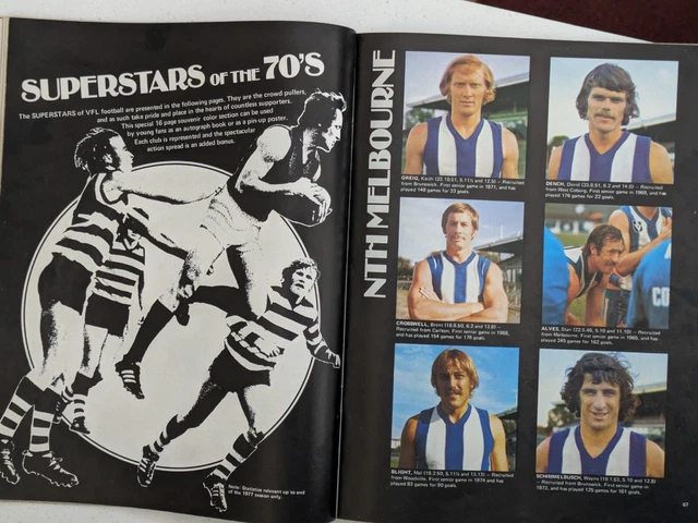 RARE 1978 VICTORIAN AUSTRALIAN RULES FOOTBALL MAGAZINE - SUPERSTARS VFL ...