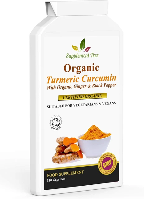 ORGANIC TURMERIC CURCUMIN with Organic Ginger & Black Pepper 120 ...