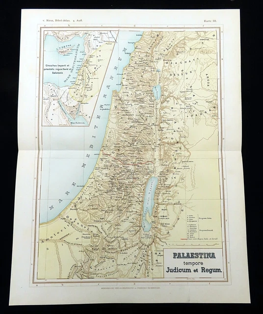 ANTIQUE MAP OF Ancient Israel Palestine Roman Occupation Bible Holy ...