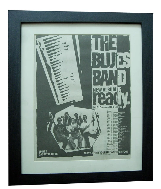 BLUES BAND+READY+TOUR+POSTER+AD+RARE ORIGINAL 1980+FRAMED+EXPRESS WORLD ...