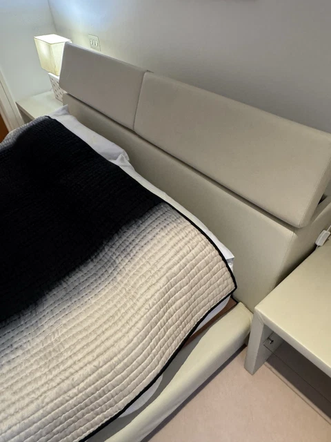 CATTELAN ITALIA LENNIE Cream Leather Bed, Matching Side Tables £975.70 ...