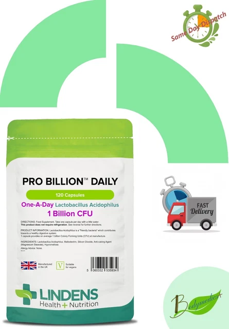 PRO BILLION DAILY 1 bn CFU (120 Capsule) Probiotic Bacteria Digestion ...