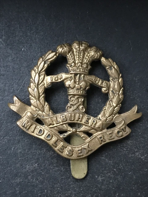 MIDDLESEX REGIMENT ORIGINAL British Army Cap Badge 1916 Economy War ...