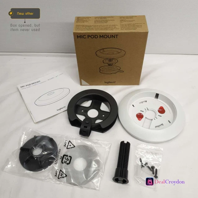 LOGITECH MIC POD Mount Rally Microphone Table Mount White £89.99 ...