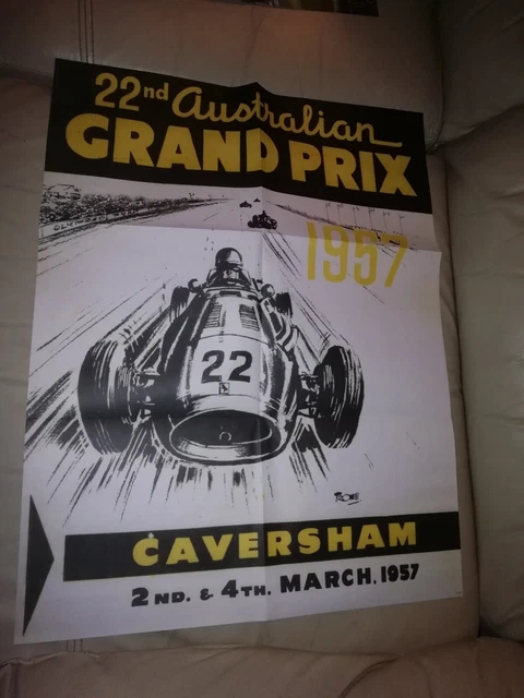LARGE VTG AUSTRALIAN F1 Formula 1 Caversham Poster 1957 Aussie Gp Car ...