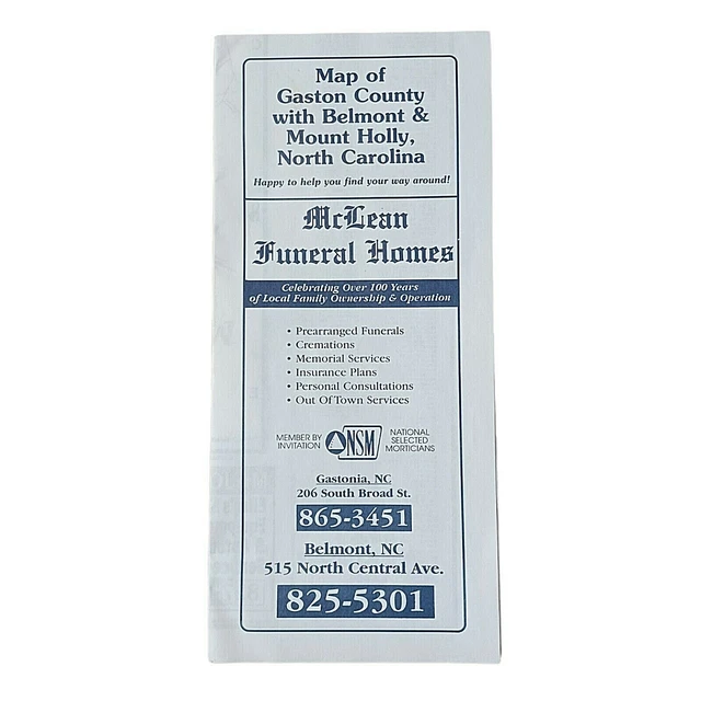 MAP OF GASTON County with Belmont Mount Holly North Carolina 1978 £2.75 ...