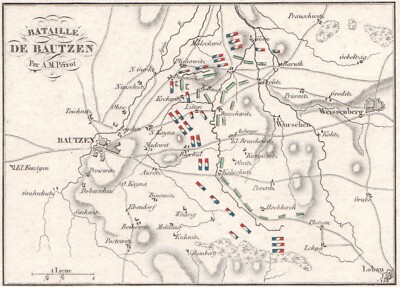 CARTE XIXE BATAILLE de Bautzen Napoléon Bonaparte Allemagne Wurschen ...