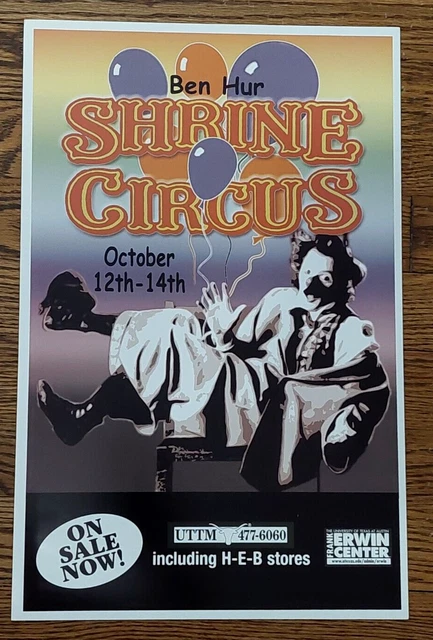 VINTAGE BEN HUR Shrine Circus Poster 1999 Austin Texas (Excellent ...