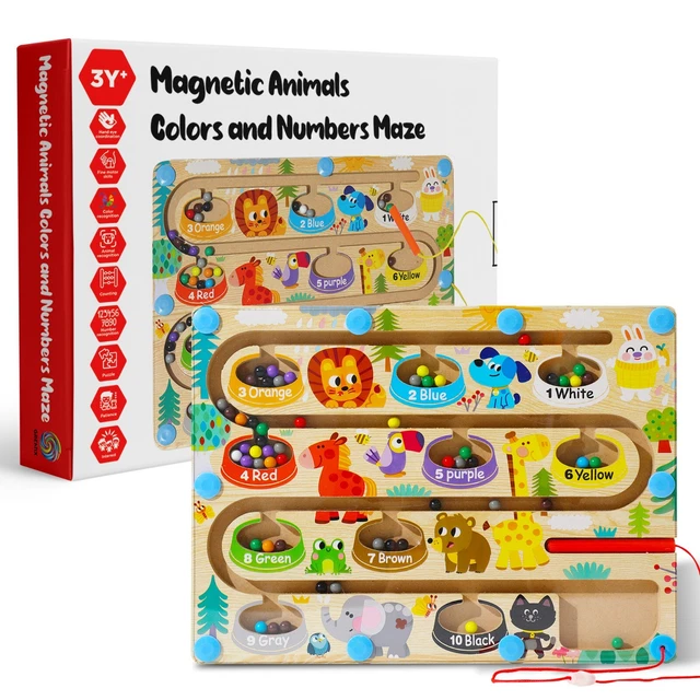 MAGNETIC COLOR AND Number Maze - Wooden Magnet Board Puzzles Montessori ...