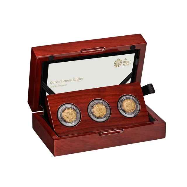 QUEEN VICTORIA EFFIGY Half Gold Sovereign 3 Coin Collection Set With ...