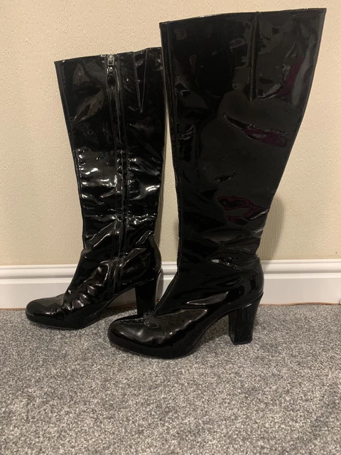 CLARKS ACTIVE AIR Black Patent Leather Knee High Boots Size 6 £20.00 ...
