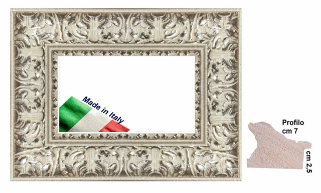 CORNICE BIANCA E argento intagliata per quadri,stampe,dipinti, foto ...